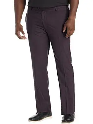 OAK HILL BY DXL Big & Tall Tonal Glen Plaid Dress Pants - Burgundy
