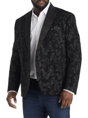 TALLIA Velvet Floral Sport Coat - Black