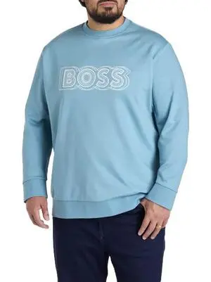 BOSS Big & Tall Soleri Crewneck Sweatshirt - Pastel Blue