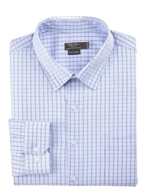 OAK HILL PREMIUM BY DXL Big & Tall Elevated Check Dress Shirt - Blue
