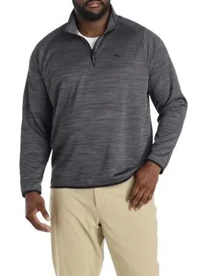 Tommy Bahama Big & Tall Palm Pro 1/4-zip Pullover - Black