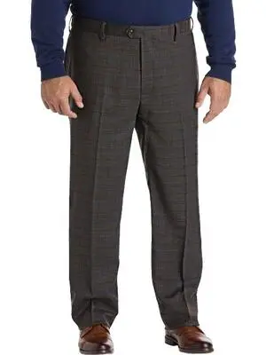 OAK HILL BY DXL Big & Tall Waist-relaxer Plaid Dress Pants - Brown