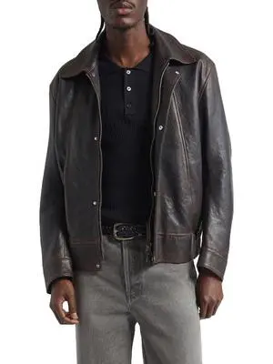 GOLDEN GOOSE Journey Leather Bomber Jacket - Port Royale