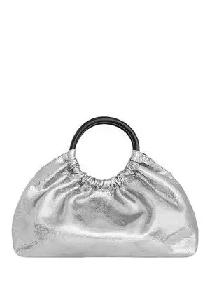 Rebecca Minkoff Mini Madeleine Metallic Leather Top Handle Bag - Silver