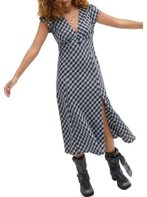 BDG URBAN OUTFITTERS Gingham Midi Dress - Grey Check