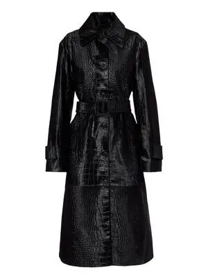 JOSEPH Auger Croc-effect Calf Hair Coat - Black