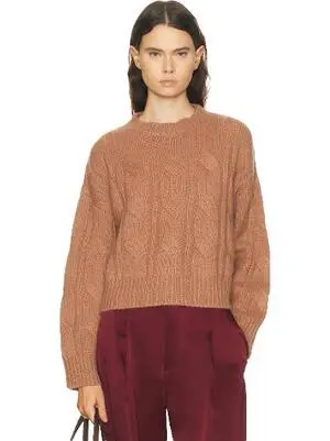 Sablyn Tristan Crewneck Cable Pullover Sweater - Prairie Sand