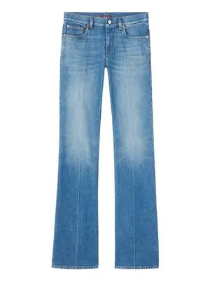 Gucci Flared Stretch Cotton Denim Pants - Blue