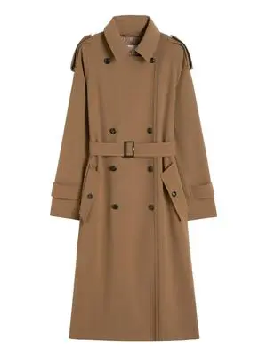 Max Mara Water-repellent Wool Gabardine Trench Coat - Brown