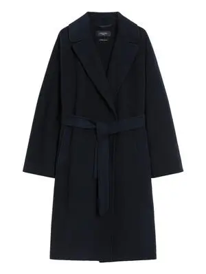 Max Mara Double-faced Wool-blend Midi Robe Coat - Navy