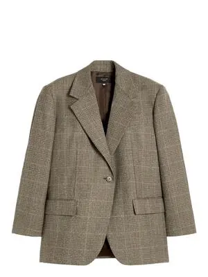 Max Mara Glen Plaid Wool Blazer - Brown
