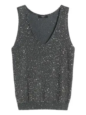 Max Mara Sleeveless Jumper With Sequins - Dark Grey