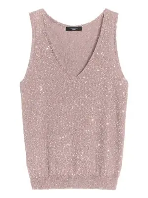 Max Mara Sleeveless Sequined Jumper - Antique Rose