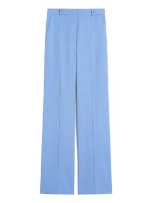 Max Mara Wool Crepe Straight Trousers - Light Blue