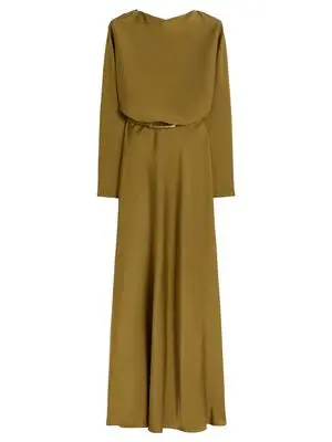 Max Mara Lightweight Satin Maxi Dress - Kaki