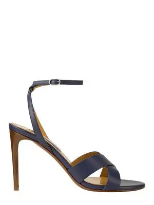 Ralph Lauren Leather Cleary Heeled Sandals 95 - Navy