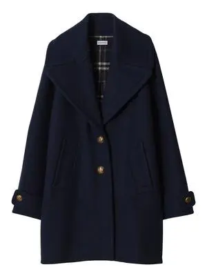 Burberry Wool Oversized Coat - Blue