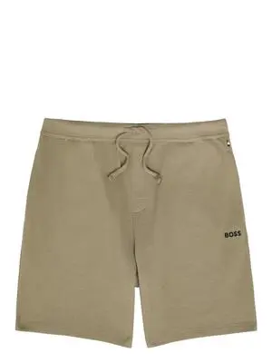 BOSS Logo-embroidered Waffle Shorts - Brown