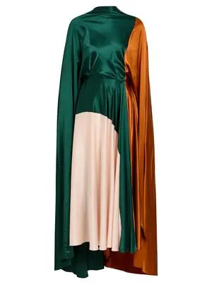 ROKSANDA Neolitsea Draped Color-block Silk Maxi Dress - Multicoloured 1