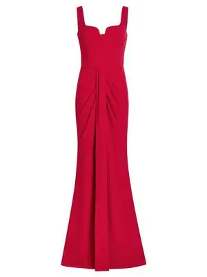 Rebecca Vallance Zarya Gathered Crepe Gown - Red