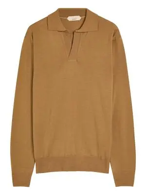 AURELIEN Wool Polo Shirt - Caramel