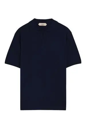 AURELIEN Wool Polo Shirt - Navy