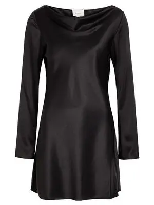 REFORMATION Pike Draped Satin Mini Dress - Black