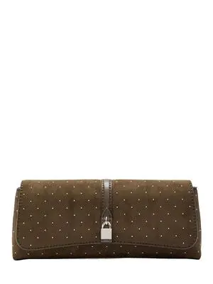 Stella McCartney Ryder Studded Faux Suede Pochette - Moca