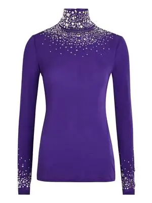 Rabanne Stud-embellished Stretch-jersey Top - Violet