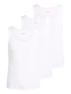 BOSS Logo-embroidered Ribbed Cotton Tank - White