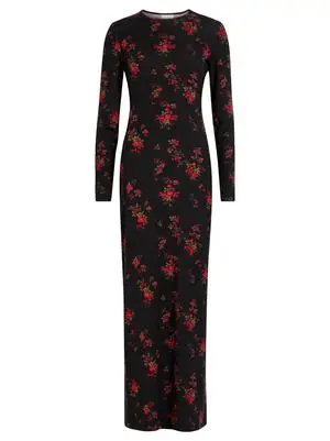 REFORMATION Floral Stretch-jersey Maxi Dress - Black