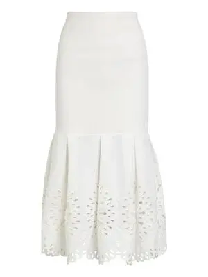 Simkhai Eveletta Cutwork Midi Skirt - White