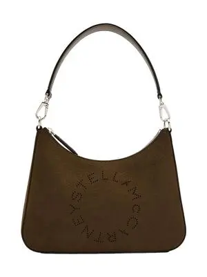 Stella McCartney Logo Faux Nubuck Shoulder Bag - Moca