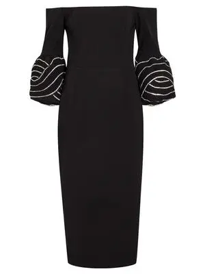 Rebecca Vallance Bellatrix Crystal-embellished Crepe Midi Dress - Black