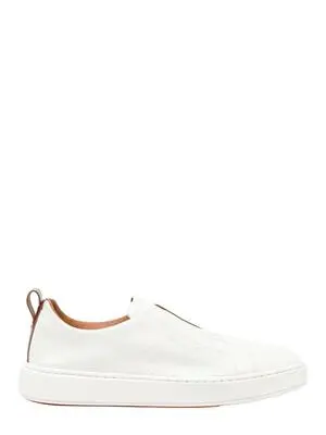 Santoni Tumbled Leather Sneakers - White