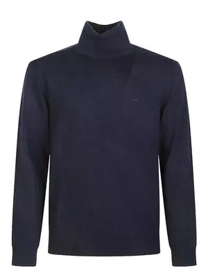 Michael Kors Logo-embroidered Roll-neck Jumper - Blue
