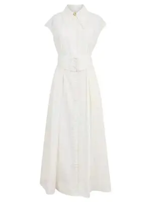 Clea Callista Belted Midi Dress - White