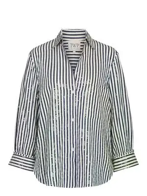 TWP Striped Sequin Embellished Shirt