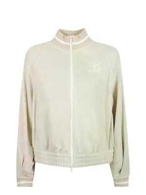 Brunello Cucinelli Logo-embroidered Zip-up Sweatshirt - Neutrals