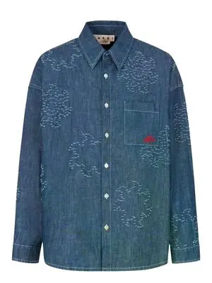 Marni Sun-detail Long-sleeved Shirt - Blue