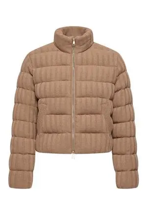 Moncler Wool & Cashmere Blend Padded Cardigan - Beige