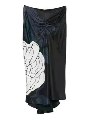 Victoria Beckham Floral-print Midi Skirt - Black