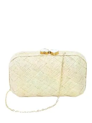 Poolside Woven Heart Clutch - White
