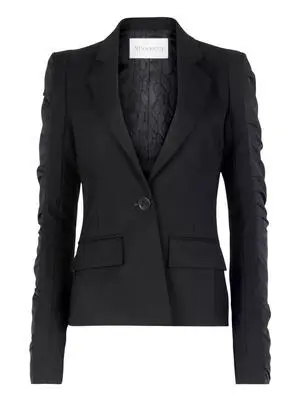 Nina Ricci Ruffled-sleeves Wool Suit Jacket - Black