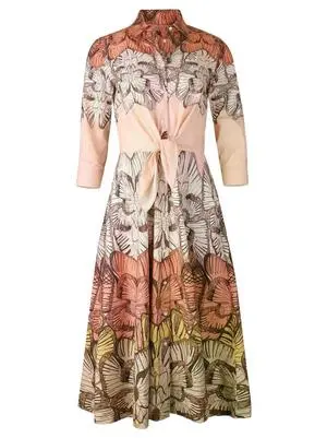 SARA ROKA Dralla Tie-front Floral Shirt Dress - Neutrals
