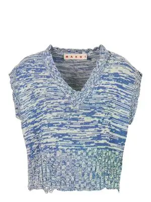 Marni V-neck Ribbed T-shirt - Blue