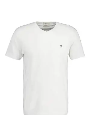 Gant V-neck Logo-detail T-shirt - White
