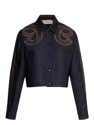 Elie Saab Embroidered Denim Jacket - Blue
