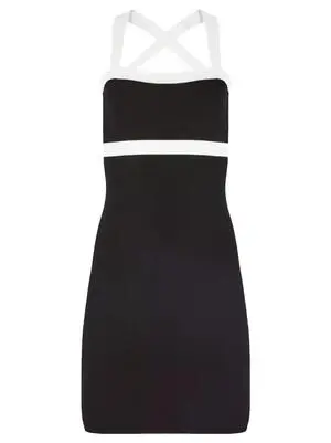 Nina Ricci Contrasting-knit Mini Dress - Black