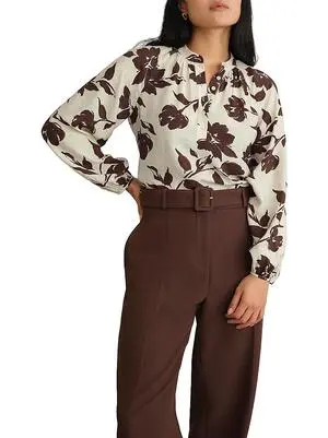 HOBBS LONDON Sherry Blouse - Beige Chocolate